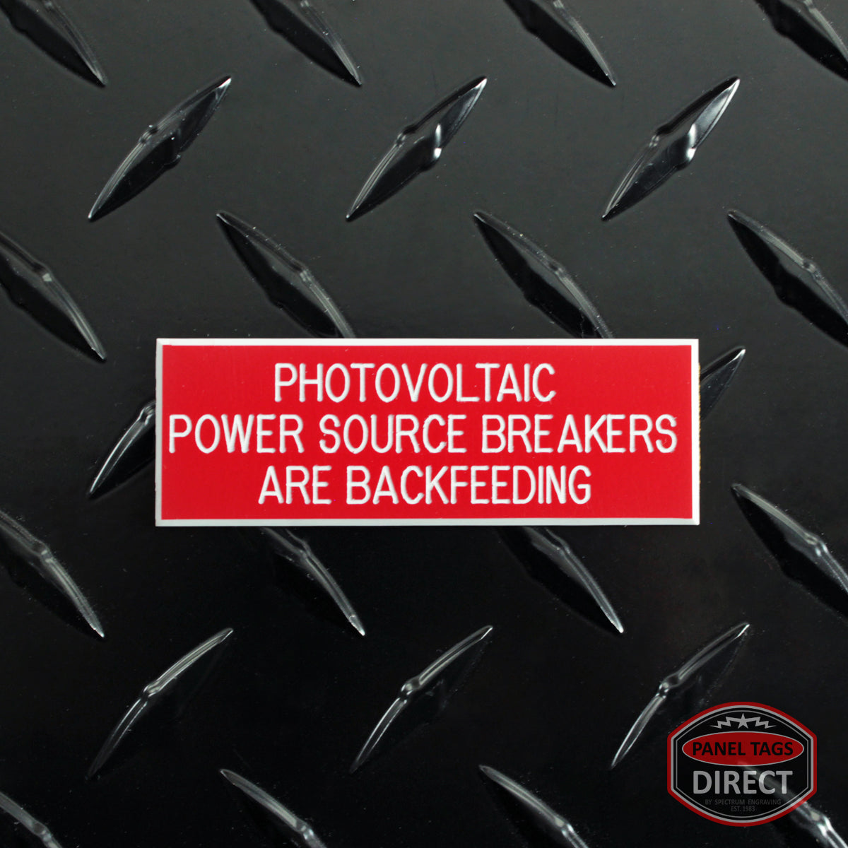 White on Red Panel Tag - "Photovoltaic Power Source Breakers ...