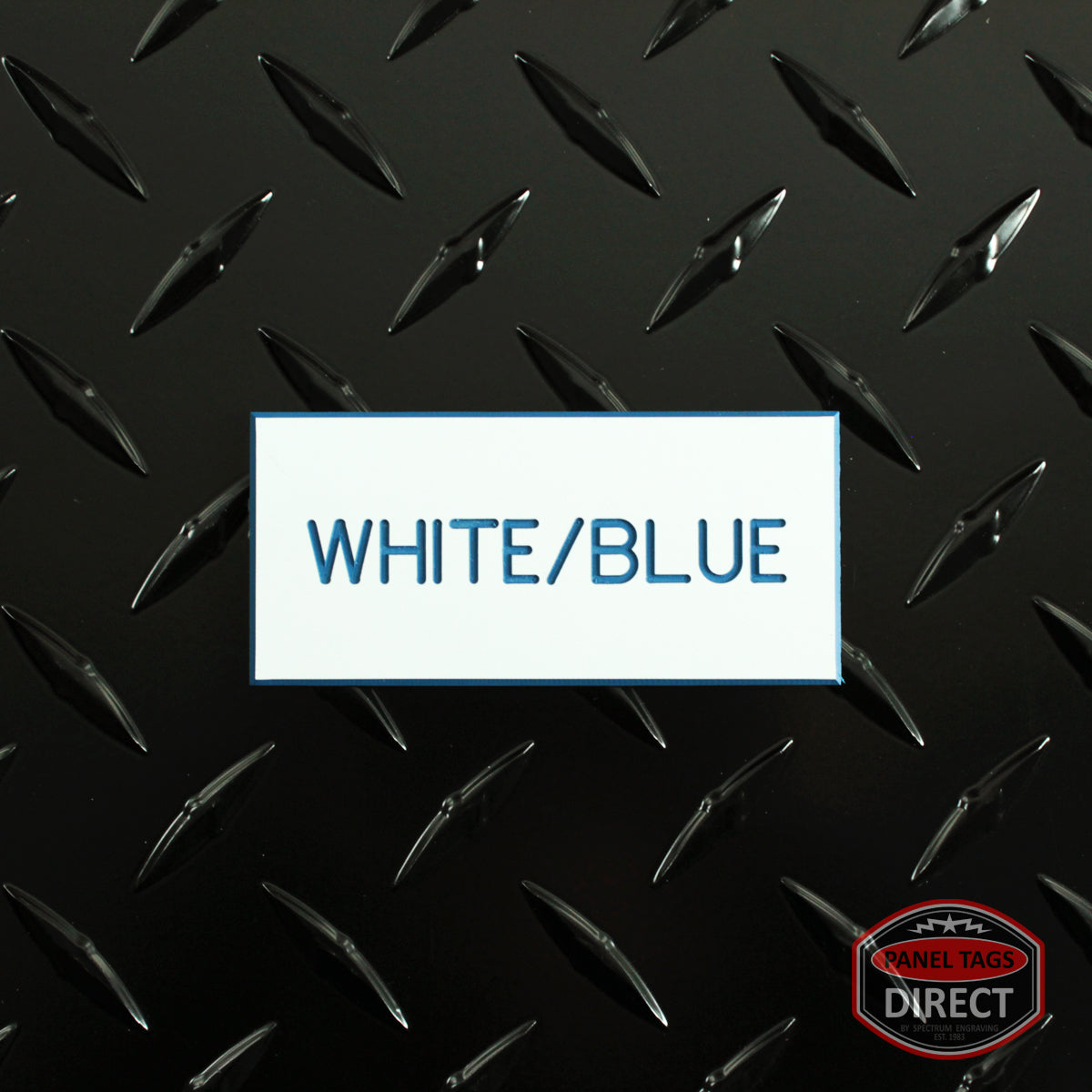 Custom Blue Text on White Plastic Panel Tags – Panel Tags Direct