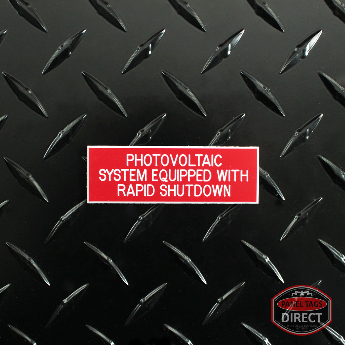 White on Red Panel Tag - "Photovoltaic System Equipped With Rapid Shut ...