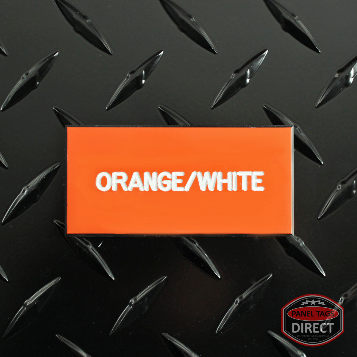 Custom White Text on Orange Plastic Panel Tags – Panel Tags Direct